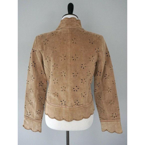 Boston Proper | Jackets & Coats | Boston Proper Brown Leather Floral ...